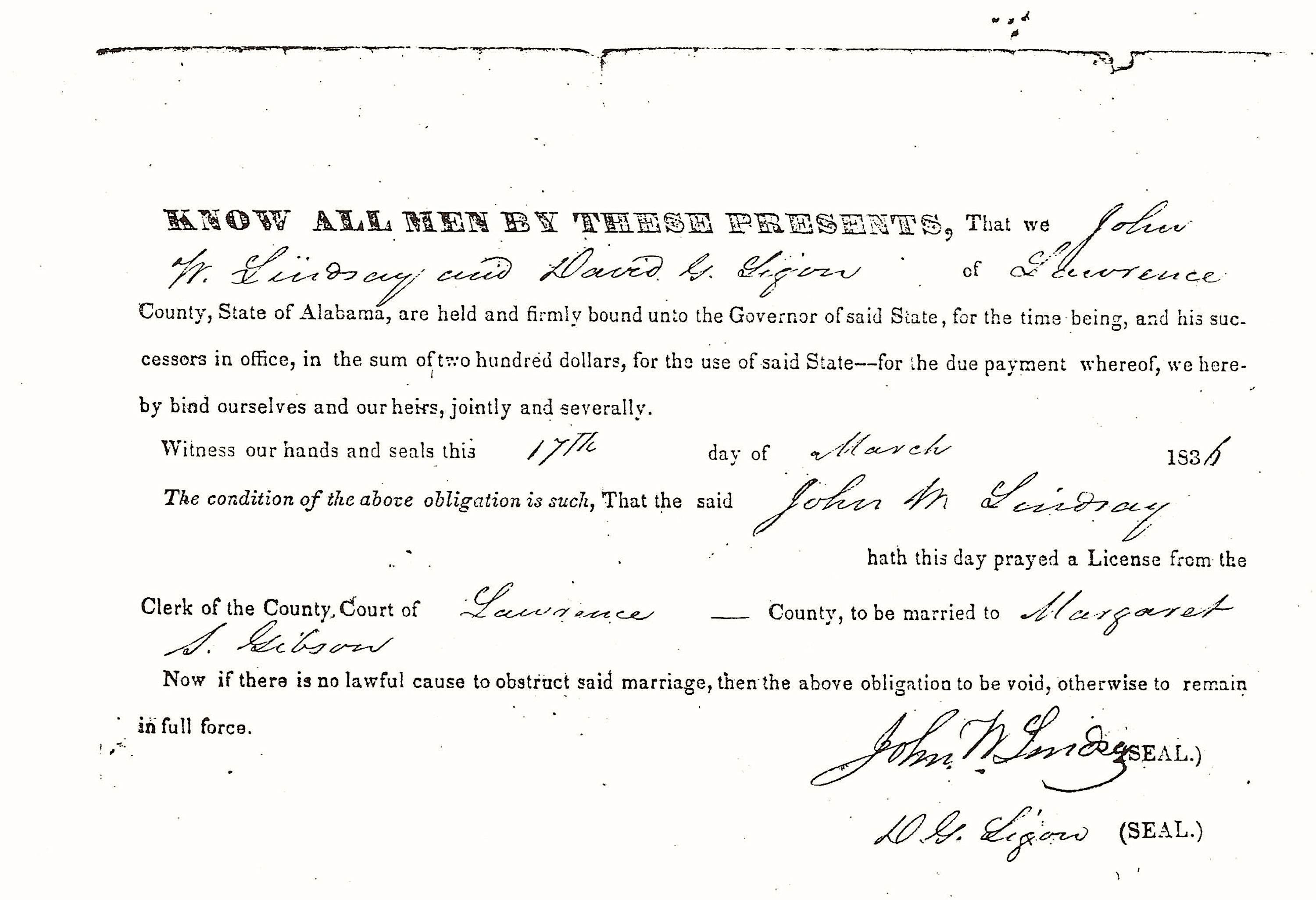 Children of Dennis Lindsey (1794-1836) and Jane Brooks: John Wesley ...