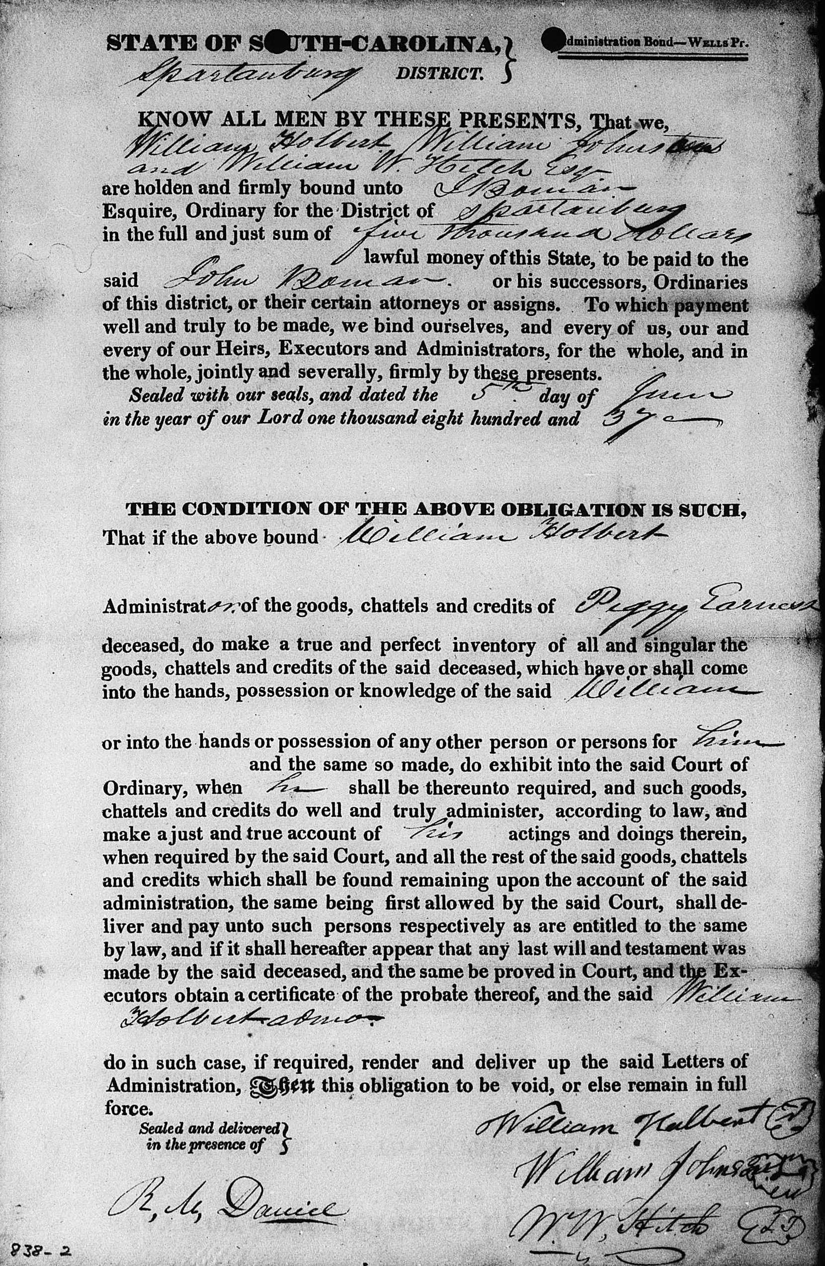 william-halbert-admin-bond-estate-margaret-earnest-from-her-estate-file ...