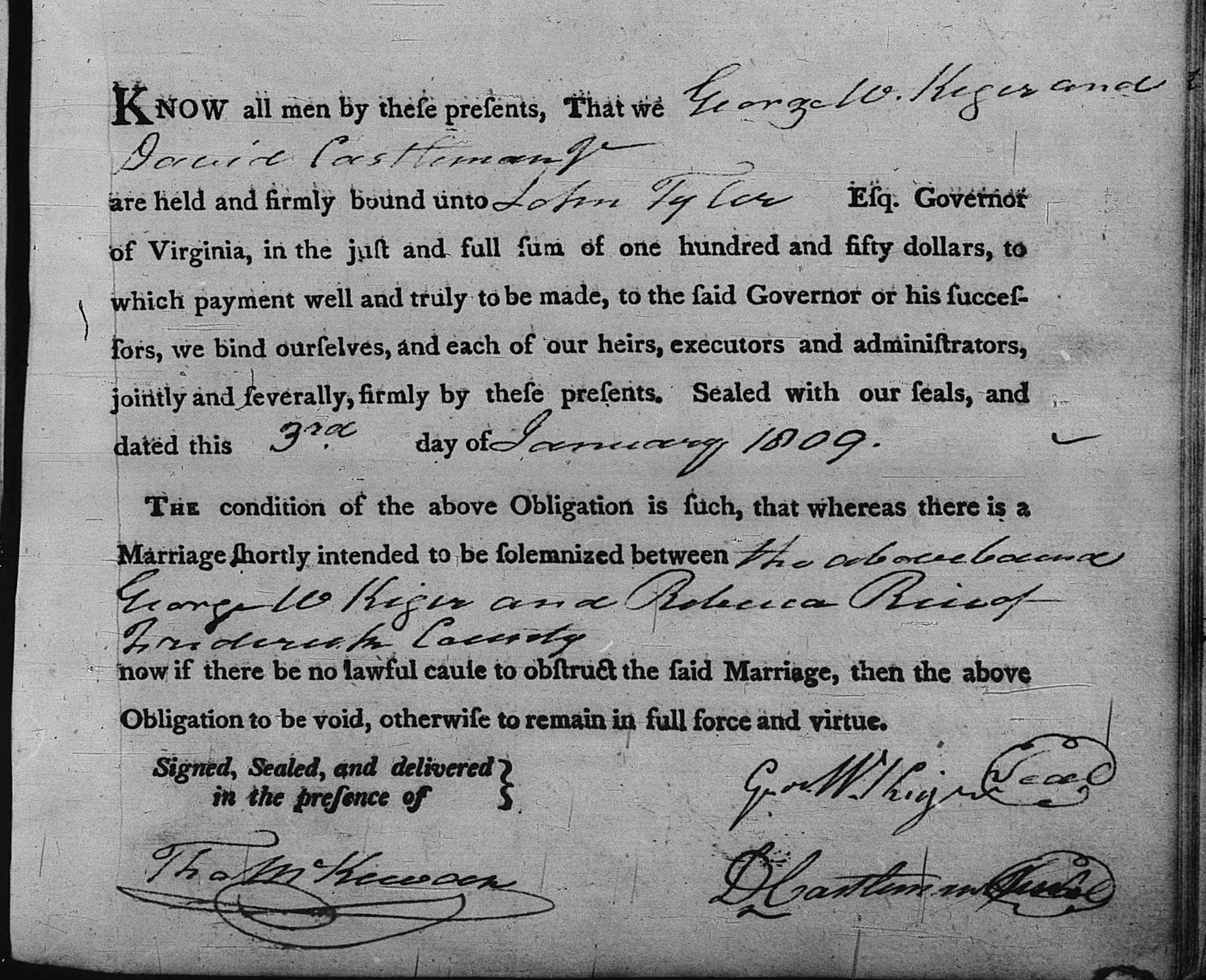 george-w.-kiger-bond-marriage-to-rebecca-rice – BEGATS AND BEQUEATHALS
