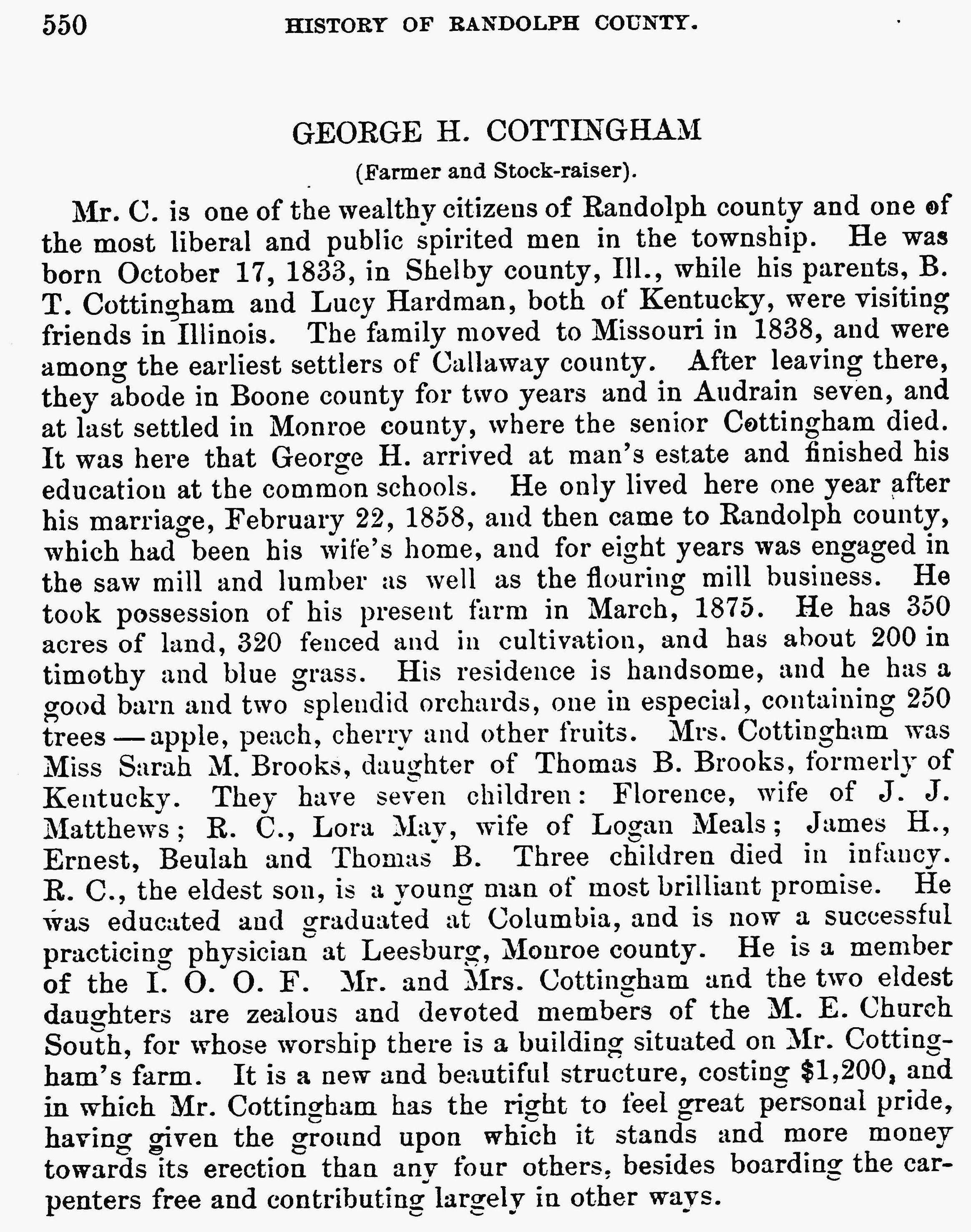 Children of Thomas Whitlock Brooks (1805-1879) and Wife Nancy Gillespie ...