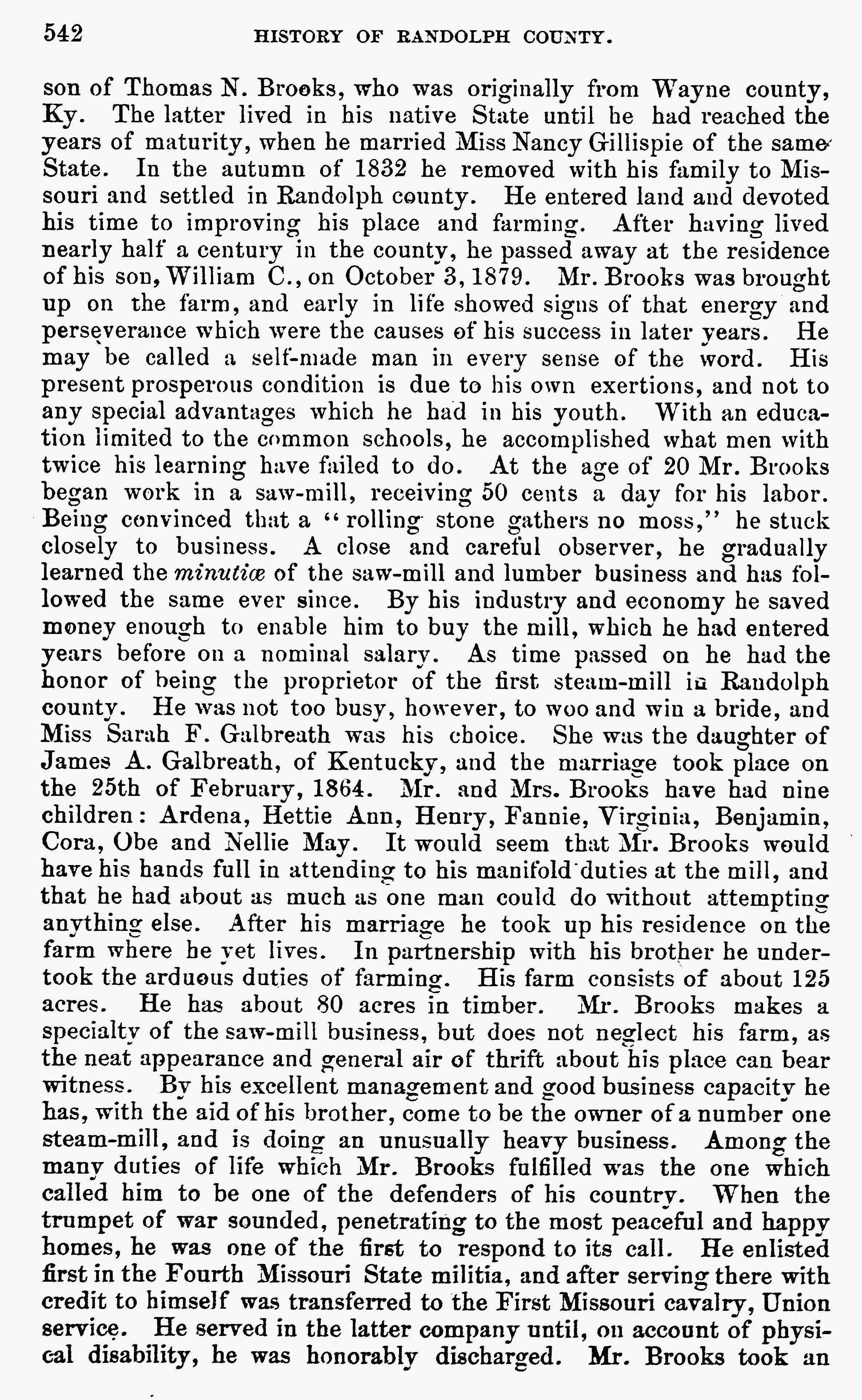 Children of Thomas Brooks (1775 – 1838) and Wife Sarah Whitlock: Thomas ...