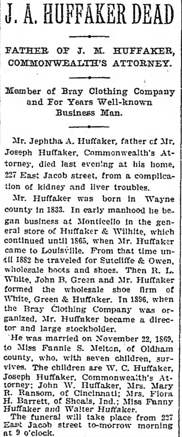 Children of Hannah Brooks (1811-1853) and Husband Wesley Huffaker of ...