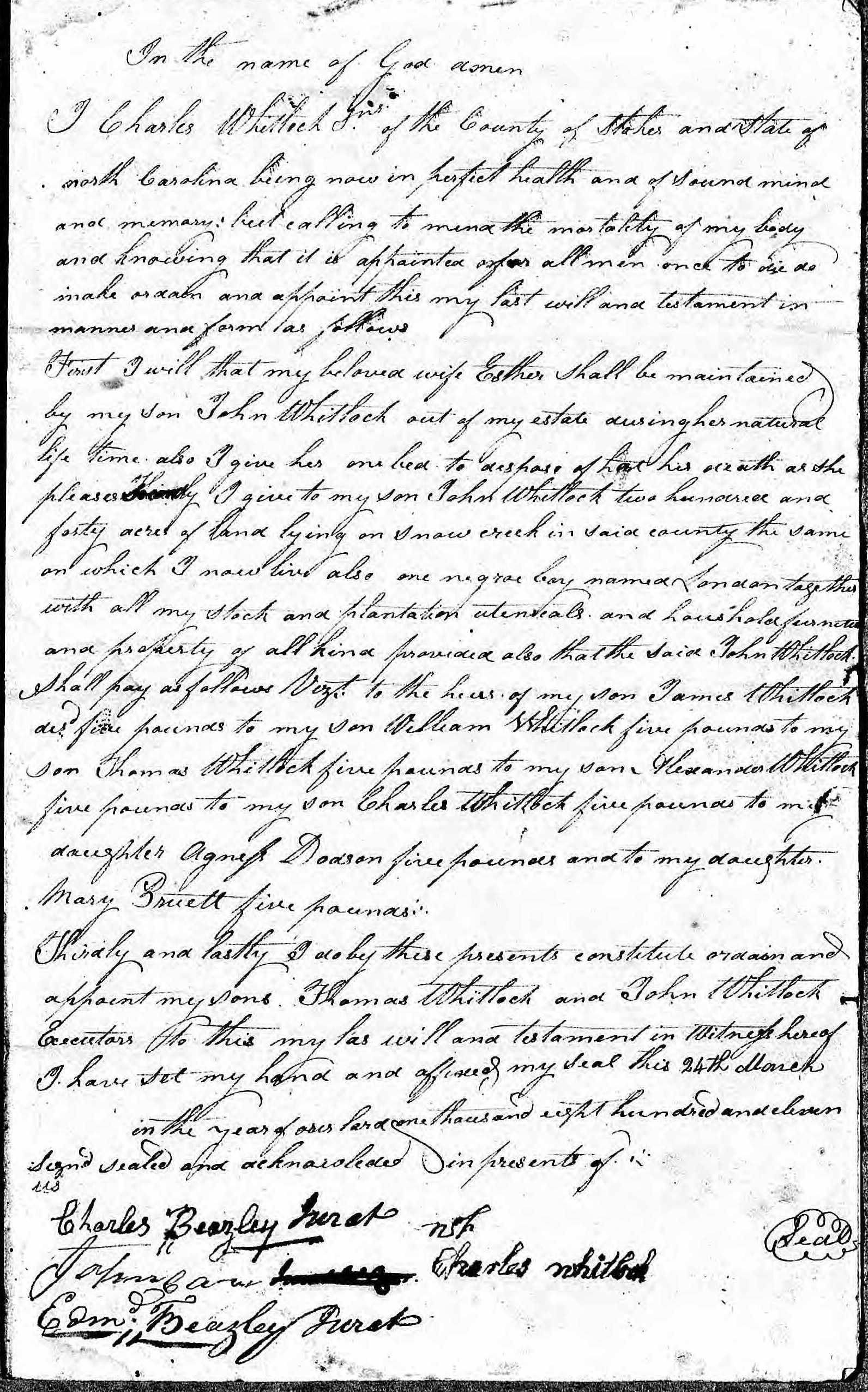 Children of James Whitlock (abt. 1718 – 1749) and Wife Agnes Christmas ...