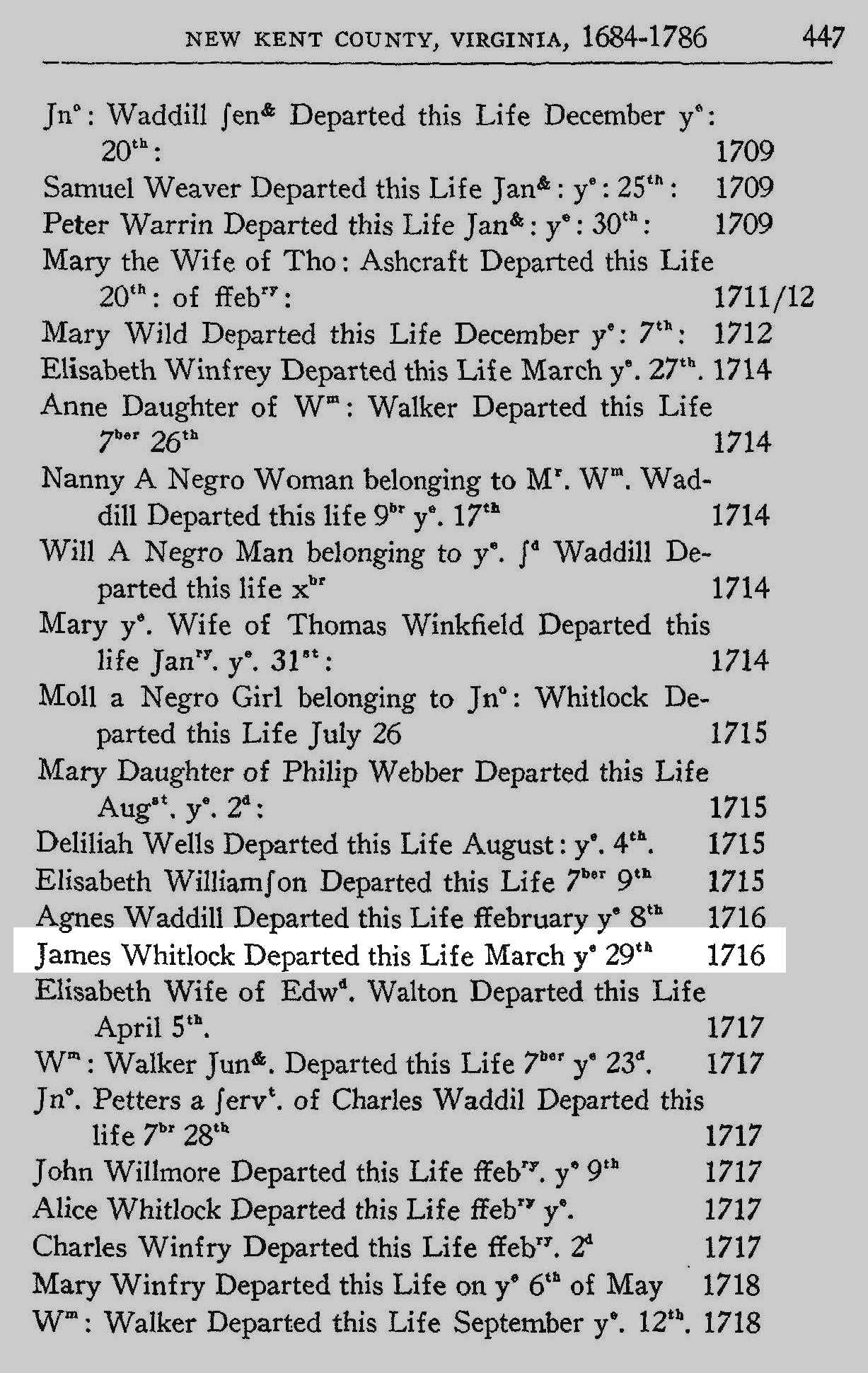 James Whitlock (1651-1716), Virginia Immigrant: Virginia Records ...