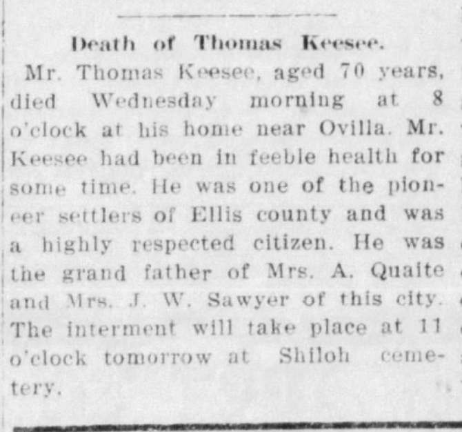 Children of Jane Caroline Green (1808-1897) and Husband Thomas Keesee ...