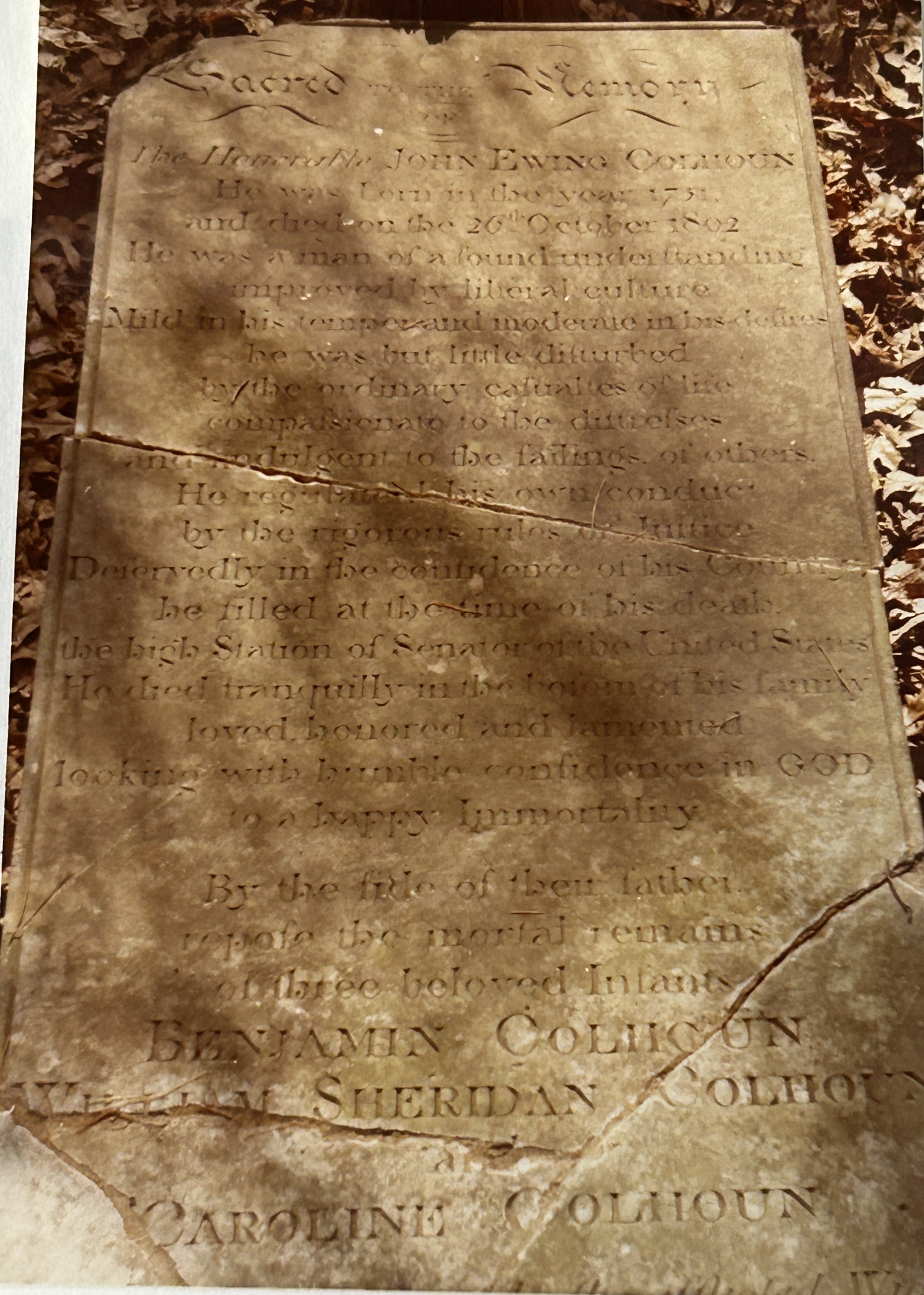 Children of Ezekiel Calhoun and Jean/Jane Ewing: John Ewing Colhoun ...