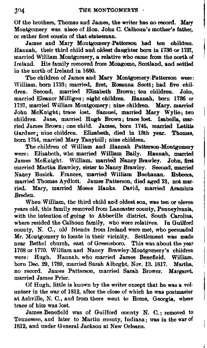 Daughters of James Montgomery (abt. 1690 – 1756) of Catawba Creek ...