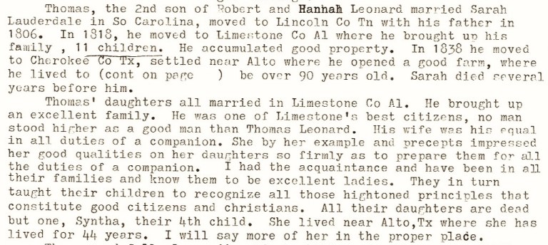 Thomas Lewis Leonard (1781-1870), Son of Thomas Leonard and Hannah ...